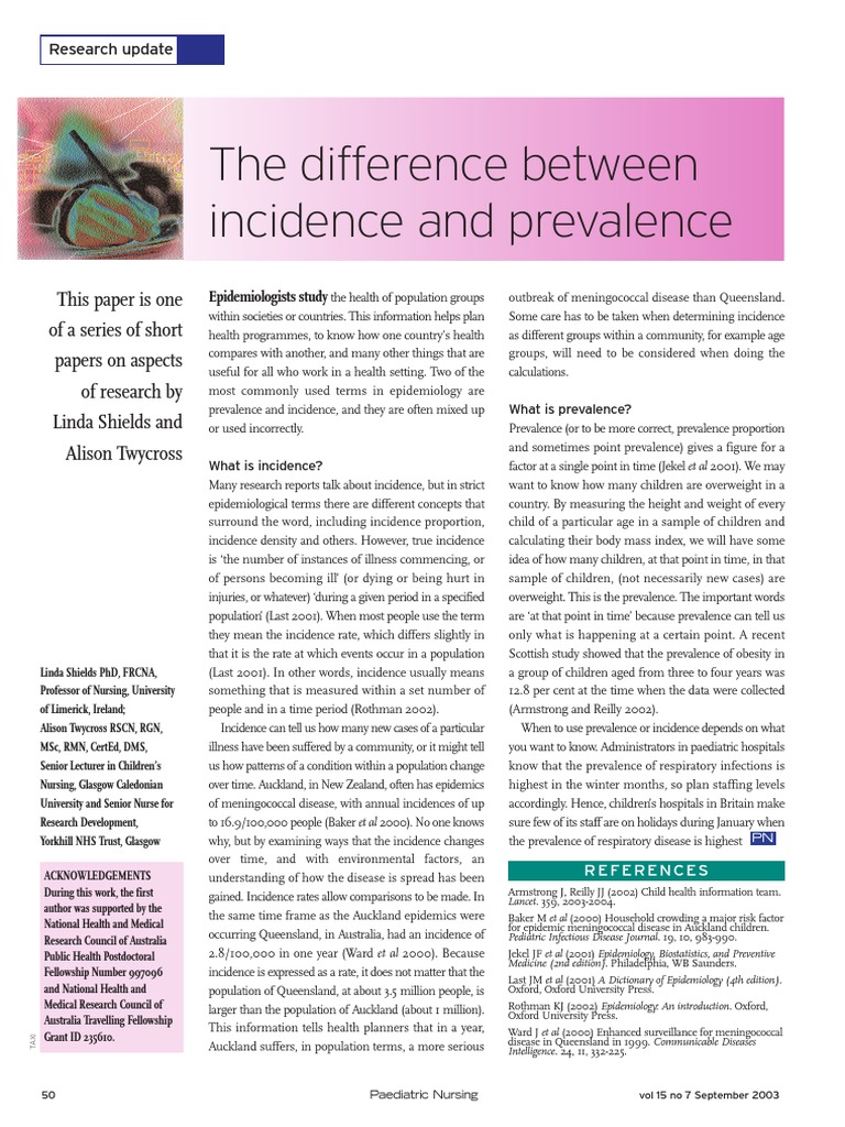 The Difference Between Incidence and Prevalence | PDF
