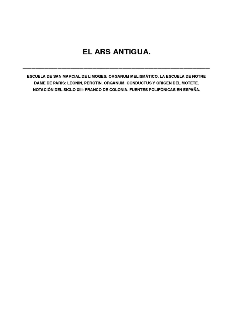 UNIDAD 7. Ars Antiqua | PDF | Composiciones Musicales | Musicología