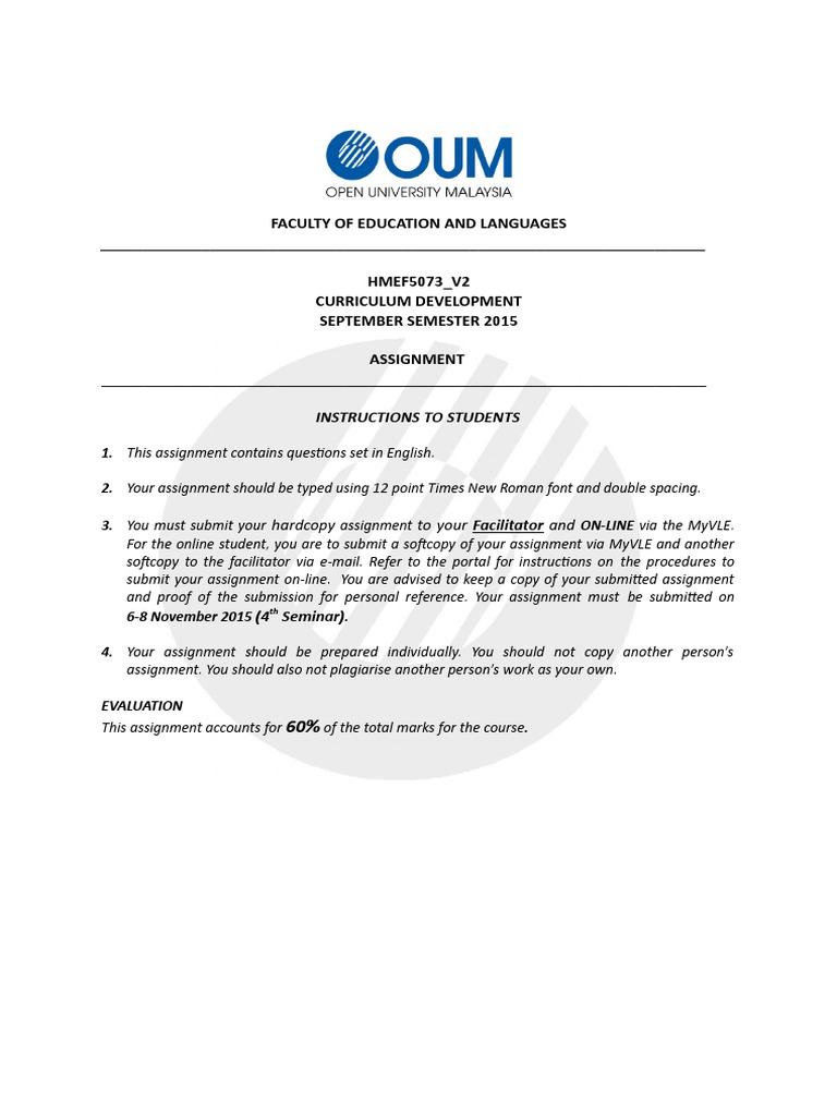 Curriculum Development Assignment 8 Nov | PDF | Educational Assessment | Curriculum