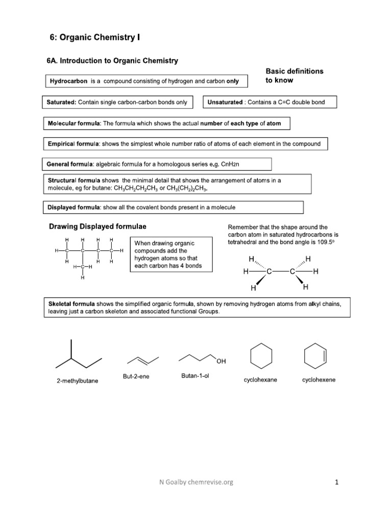 Organic Chemistry Revision Notes For AS Level | PDF