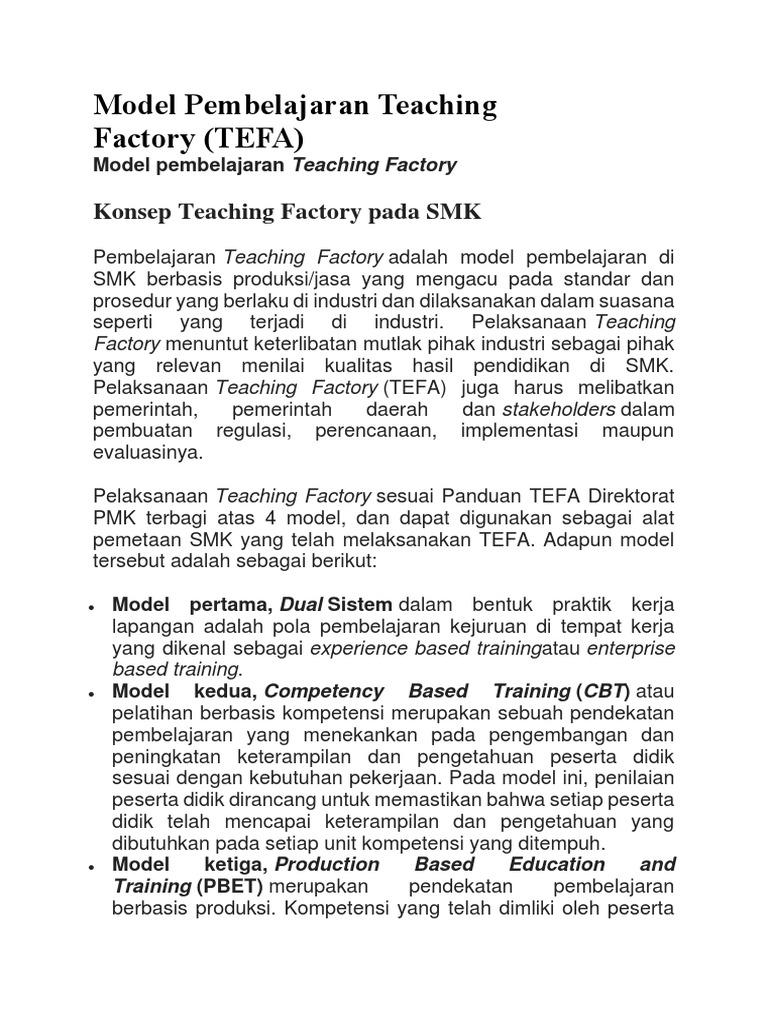 Model Pembelajaran Teaching Factory | PDF