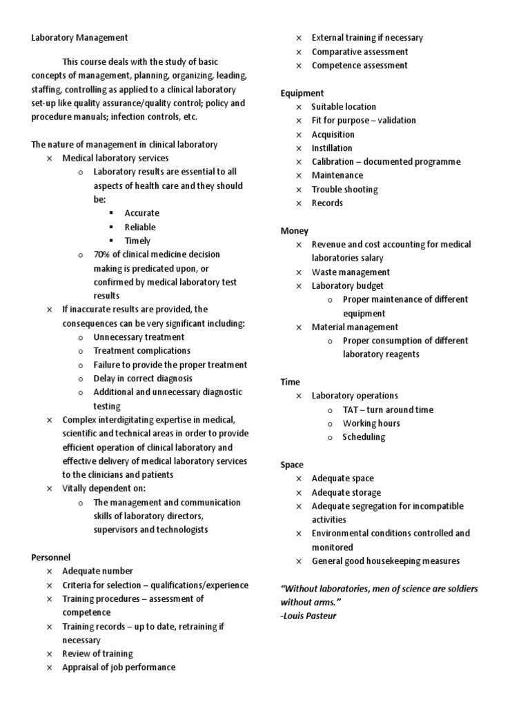 Laboratory Management | PDF | Laboratories | Medical Laboratory