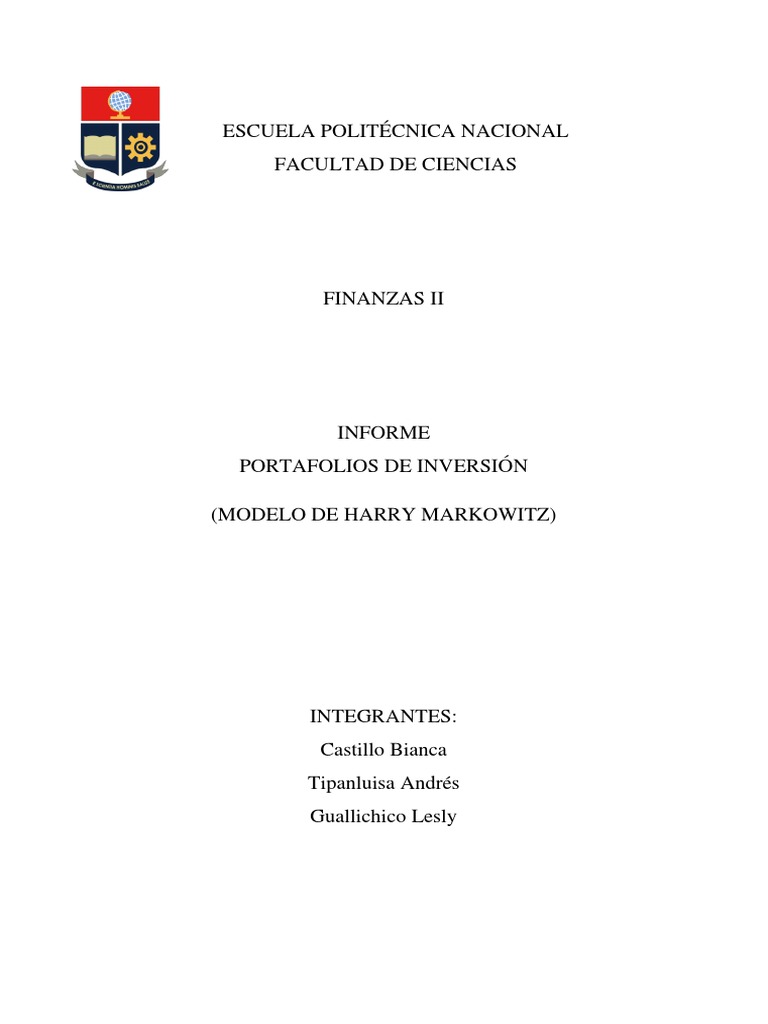 Informe Portafolios de Inversion | PDF | Compartir (Finanzas) | Inversiones