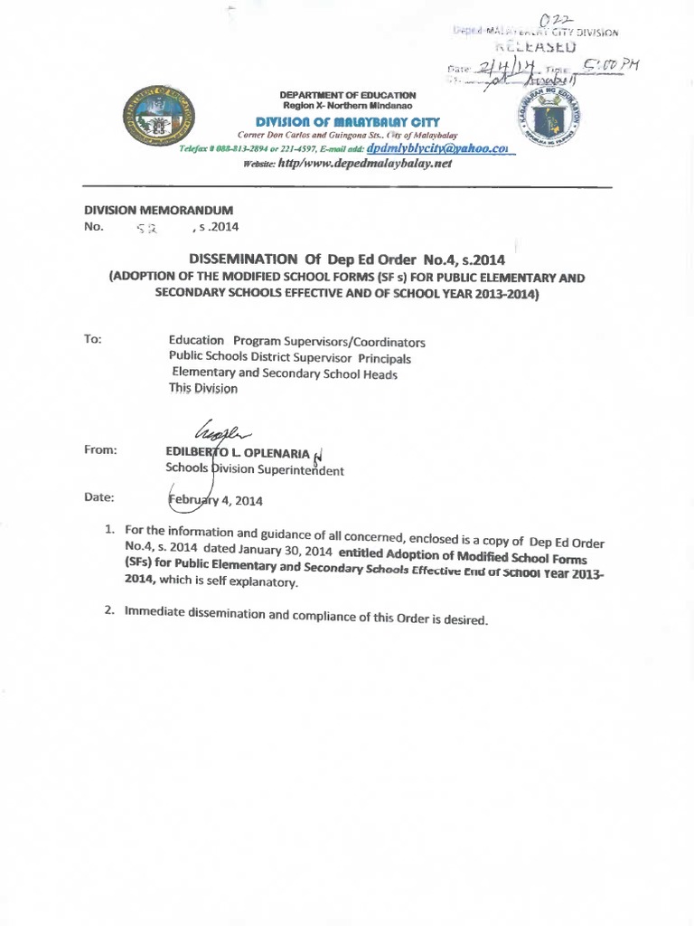 Deped Order No. 4 s, 2014