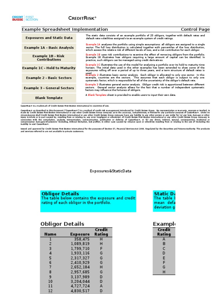 Credit Risk Analysis with CREDITRISK+ | PDF | Credit Suisse | Risk