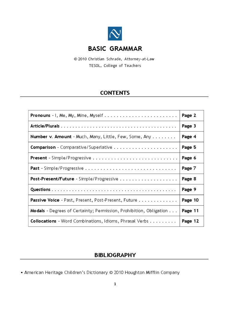 Basic Grammar Handout (Updated 1.2017) | PDF | Plural | Celsius