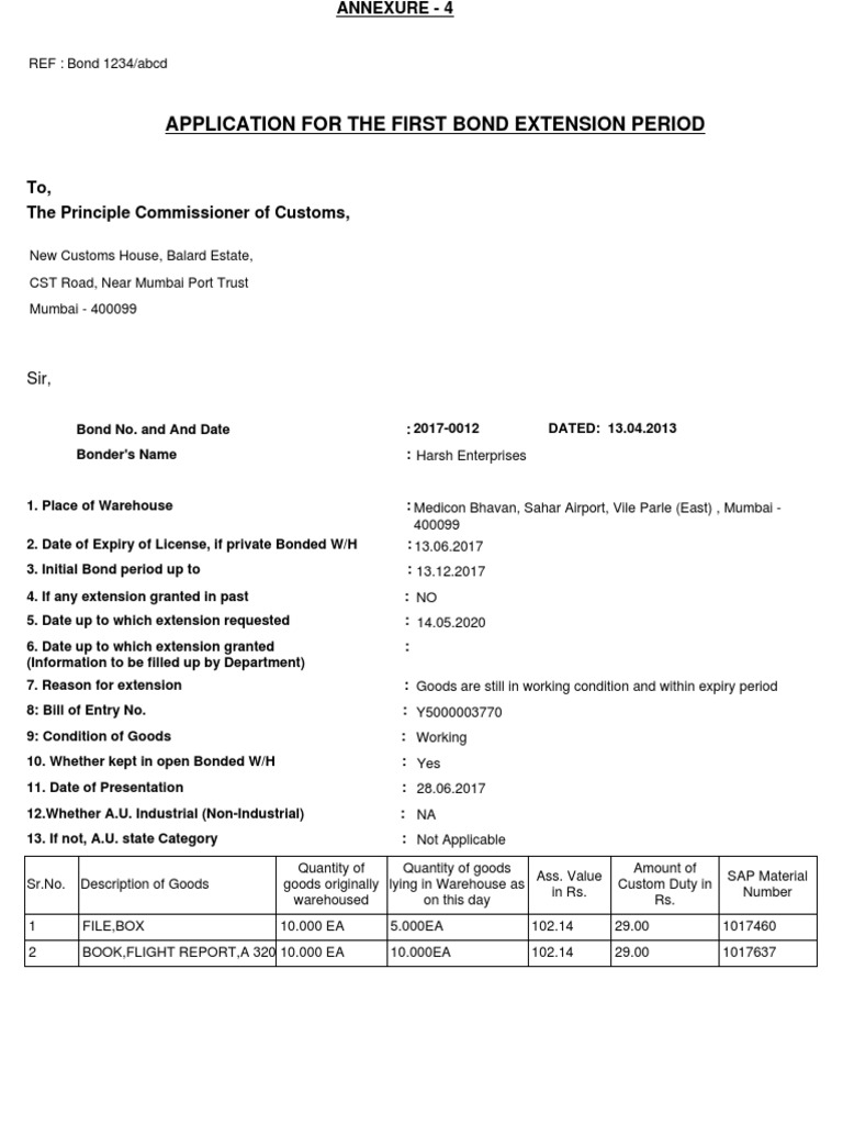 First Bond Extension | PDF | Warehouse | Industries