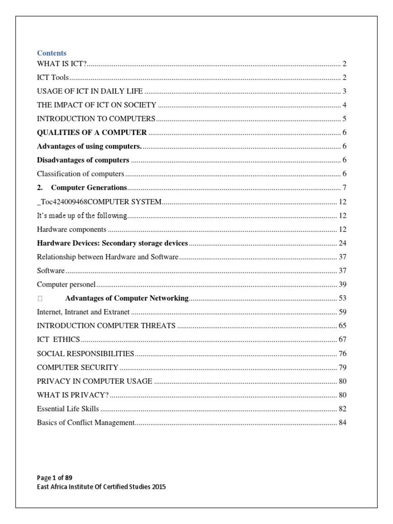 Introduction To ICT | PDF | Random Access Memory | Computer Data Storage