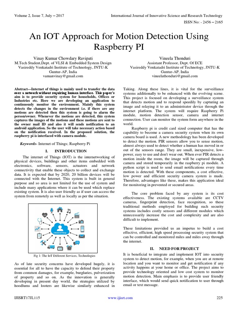 An IOT Approach For Motion Detection Using Raspberry Pi | PDF ...
