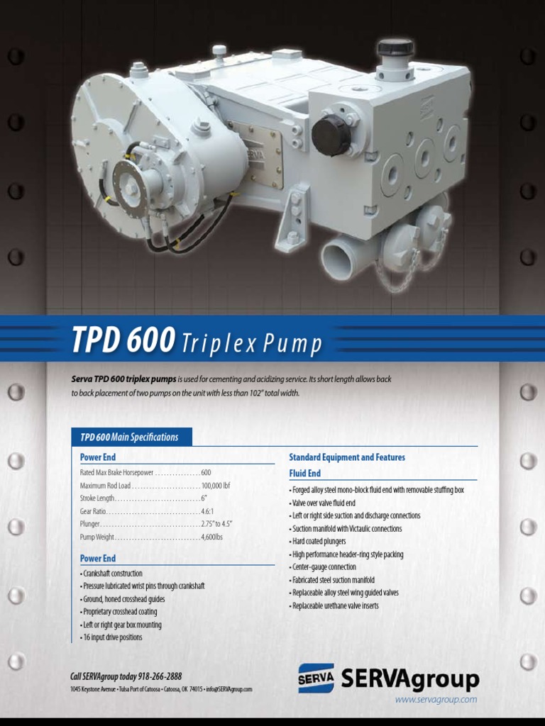 Tulsa Triplex Tt-600 | PDF | Pump | Engine Technology