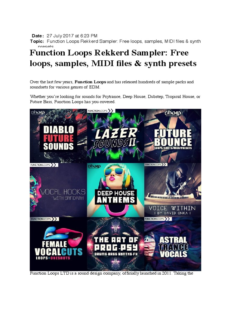 Function Loops Rekkerd Sampler: Free Loops, Samples, MIDI Files & Synth ...