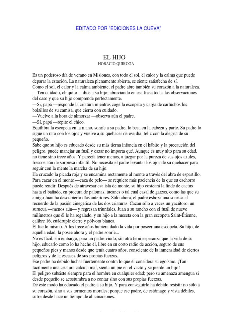 Quiroga Horacio - El Hijo PDF | PDF | Ocio