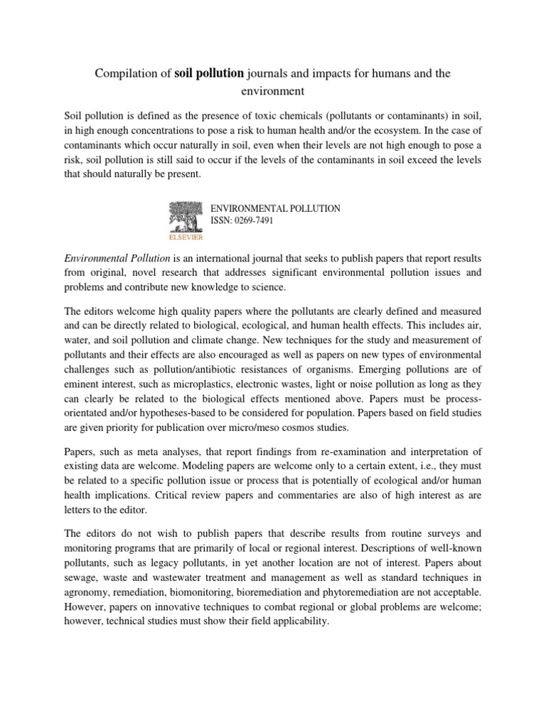 Compilation of Soil Pollution Journals and Impacts For Humans and The ...