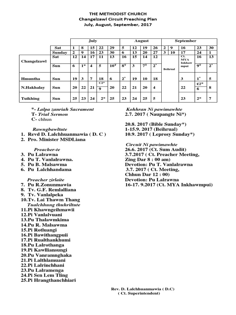 Methodist Church Preaching Plan | PDF | Methodism | Christian Organizations
