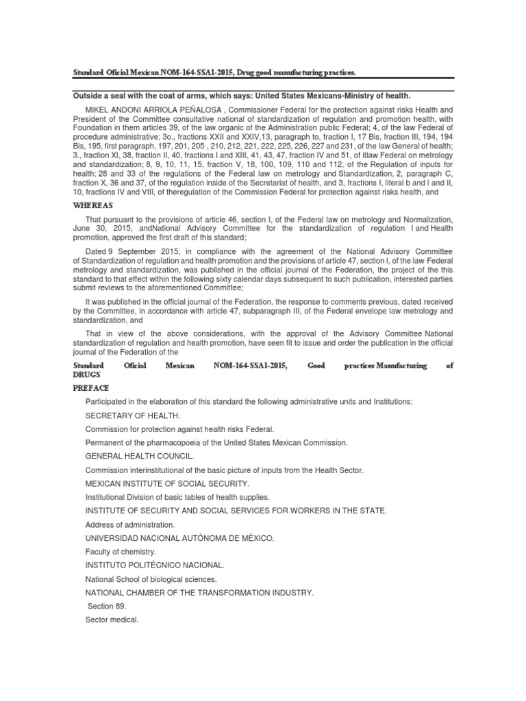 NOM 164 SSA 2015 (English Version) | PDF | Audit | Specification ...