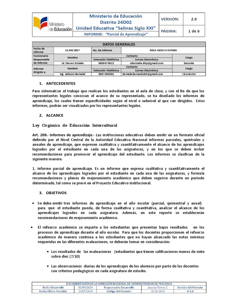 INFORME de Aprendizaje 1 | Evaluación | Compartir