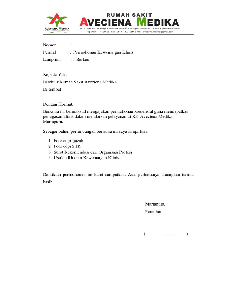 Form Surat Permohonan SPK & RKK