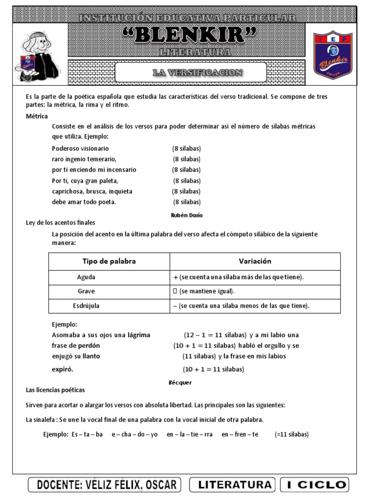 La Versificacion .Teoria | PDF | Rima | Metro (poesía)