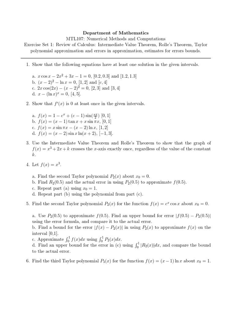 MTL107 Set 1 | PDF | Discrete Mathematics | Real Analysis