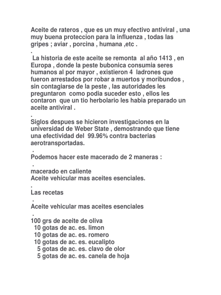 Aceite de Rateros | PDF