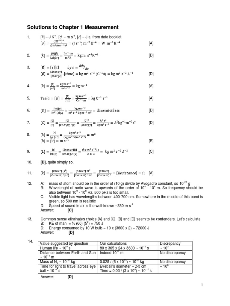 Chapter 1 Measurement Solutions | PDF | Wavelength | Observational Error