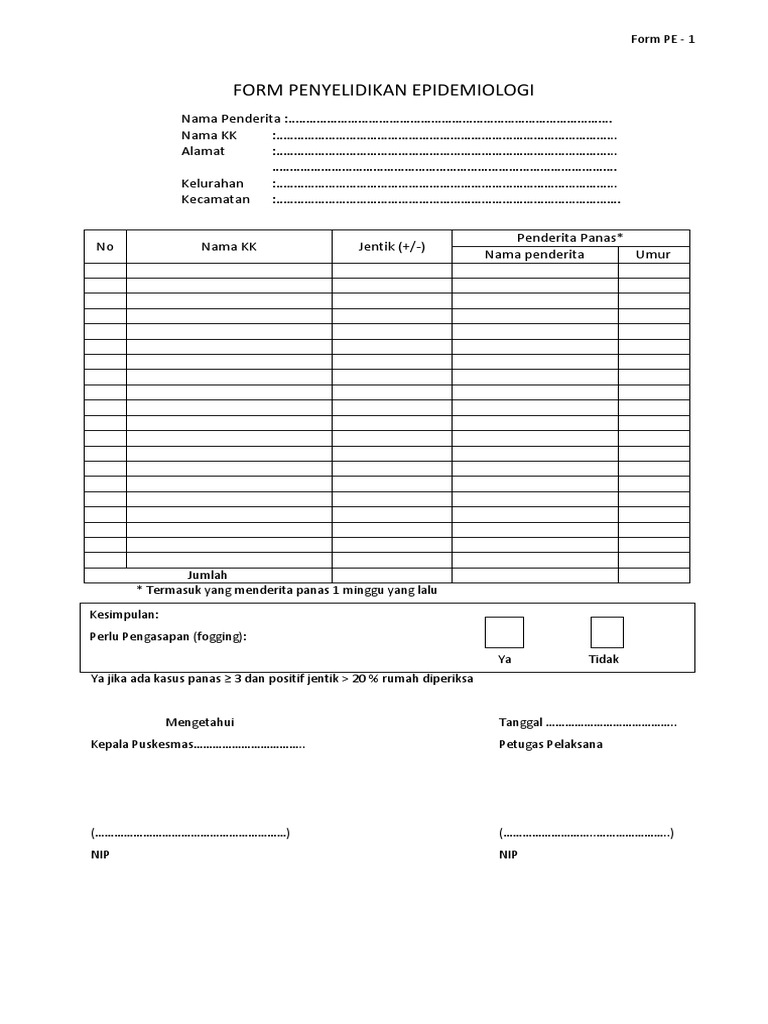 Form Penyelidikan Epidemiologi | PDF