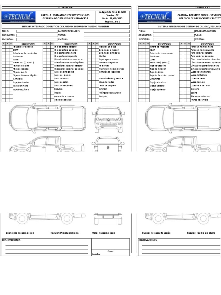 Check List Vehiculos | Diseños de automóviles | Tecnología de vehículos ...