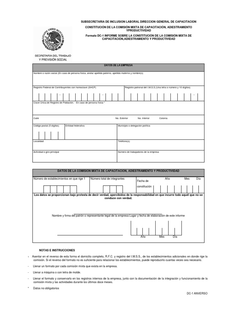 Formato Dc-1 Informe Sobre La Constitución de La Comisión | PDF