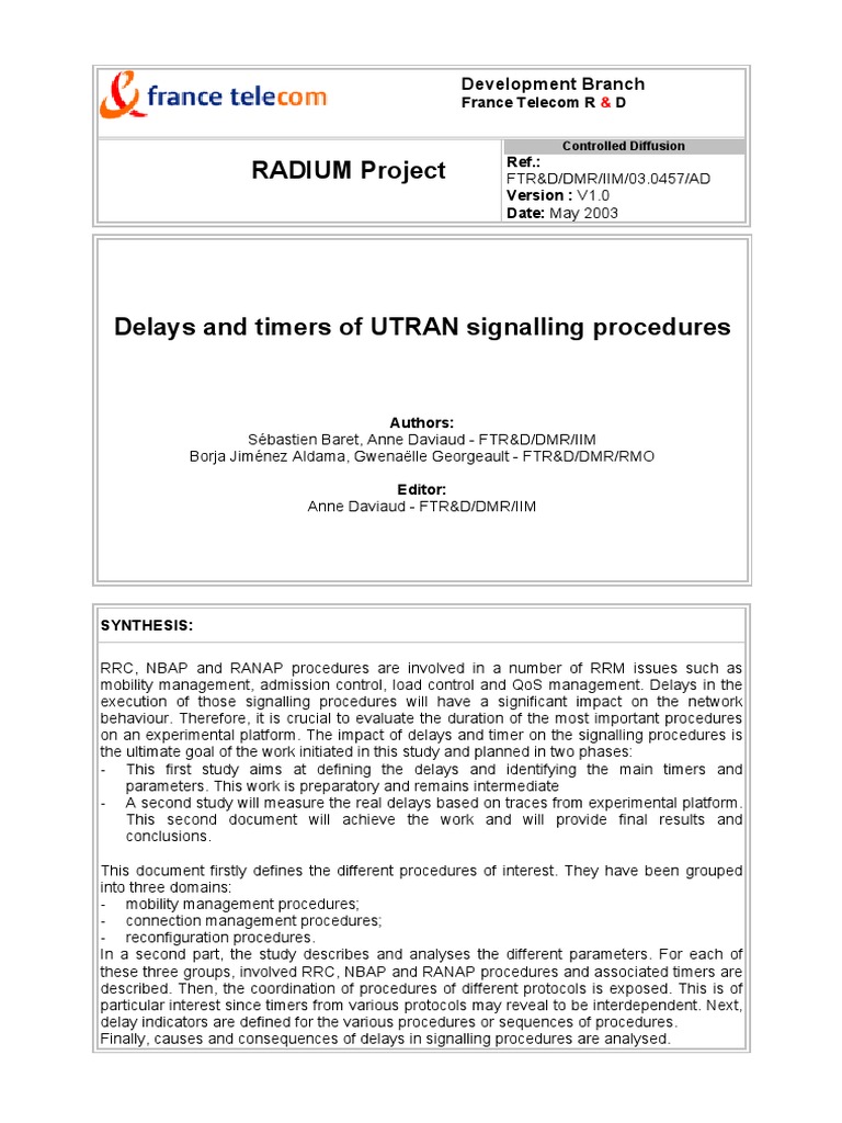 Utran Signaling Procedure | PDF | Telecommunication | Mobile Telecommunications
