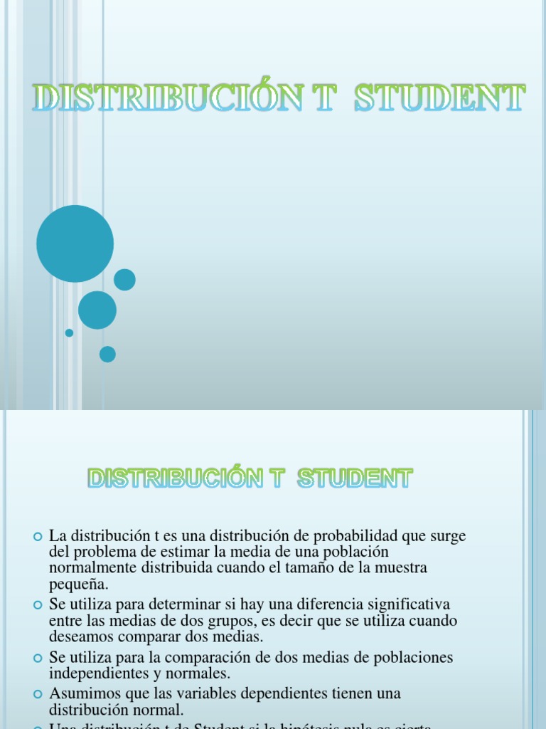 Distribucion T Student | PDF | Muestreo (Estadísticas) | Distribución de probabilidad