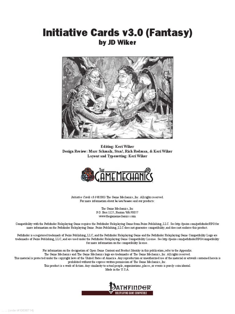 Pathfinder-Compatible Initiative Cards | PDF | Derivative Work | Role ...