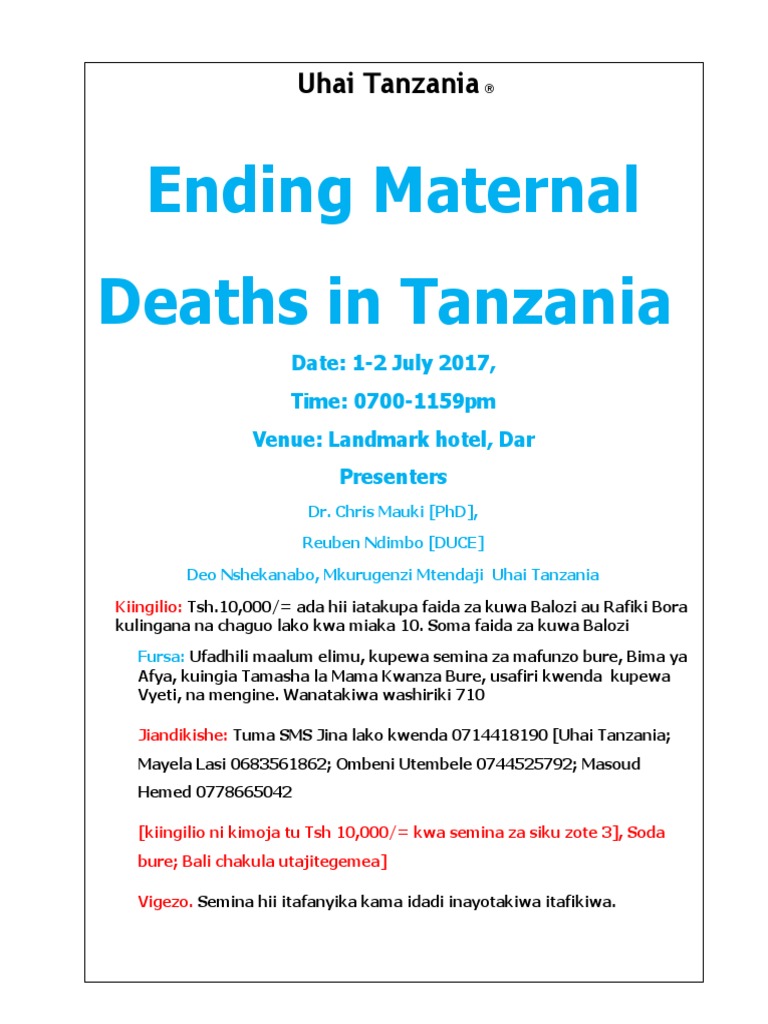 Ending Maternal Deaths in Tanzania | PDF