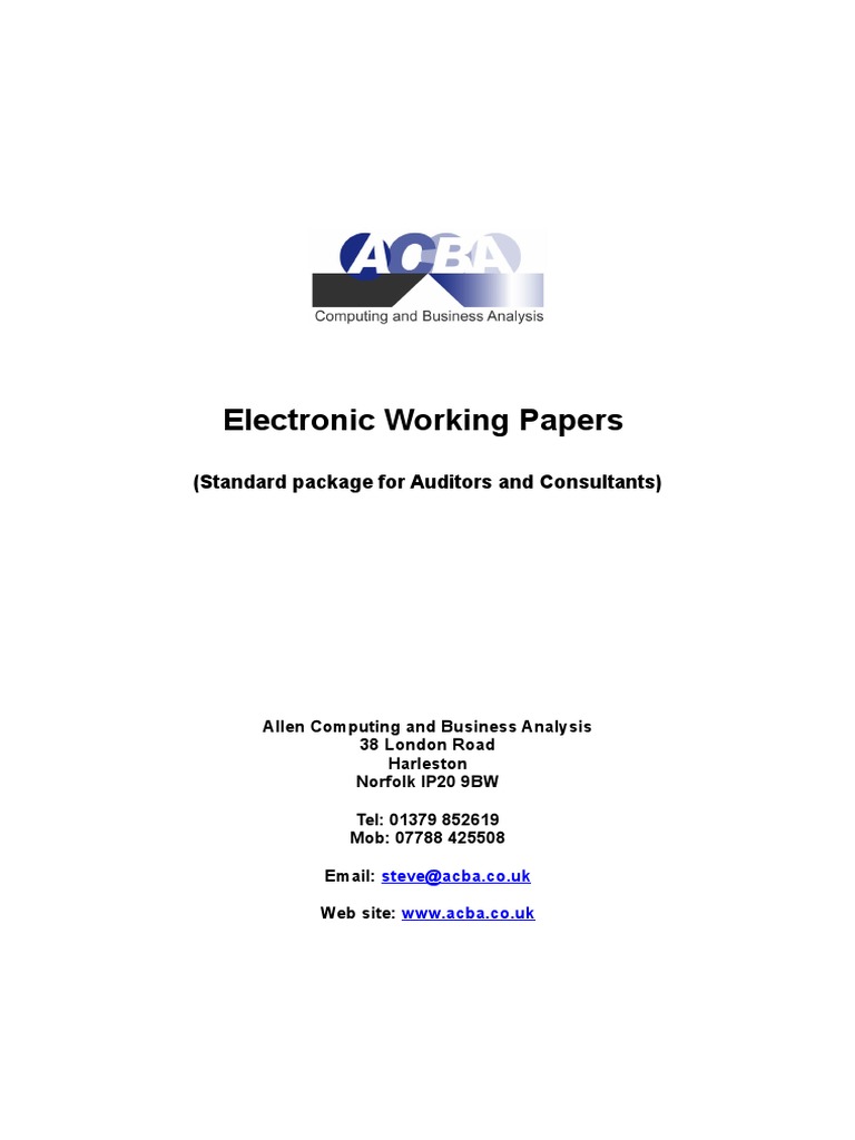 Audit Working Paper Standard | PDF | Spreadsheet | Microsoft Excel