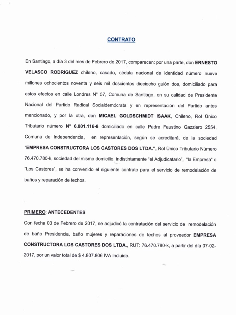 Contrato Empresa Constructora Los Castores Dos Ltda. Factura #2310 | PDF