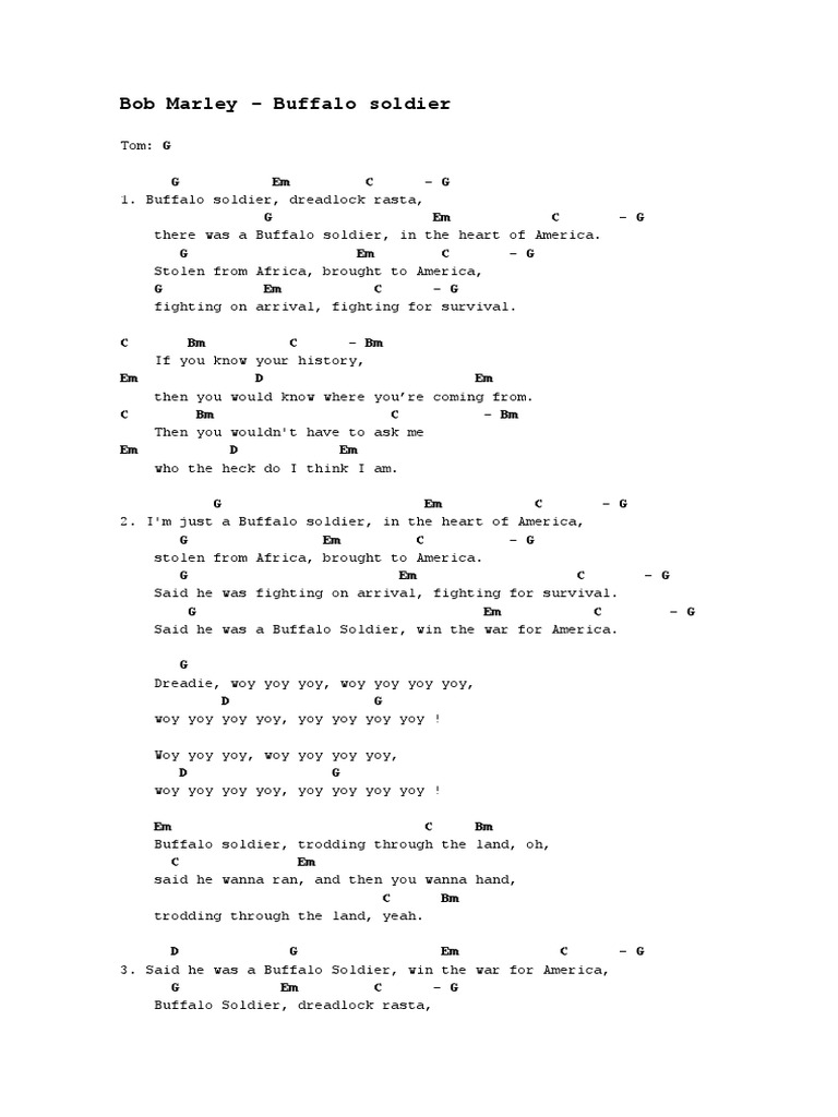Buffalo Soldier Lyrics and Chords | PDF
