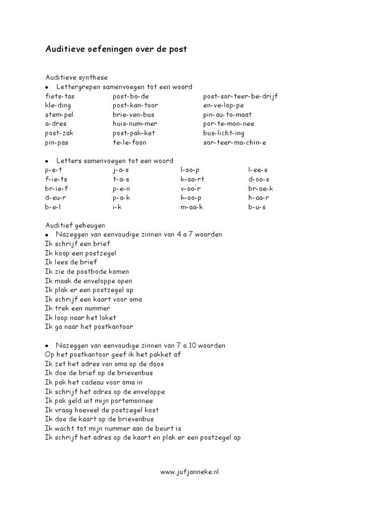 Auditieve Oefeningen de Post | PDF