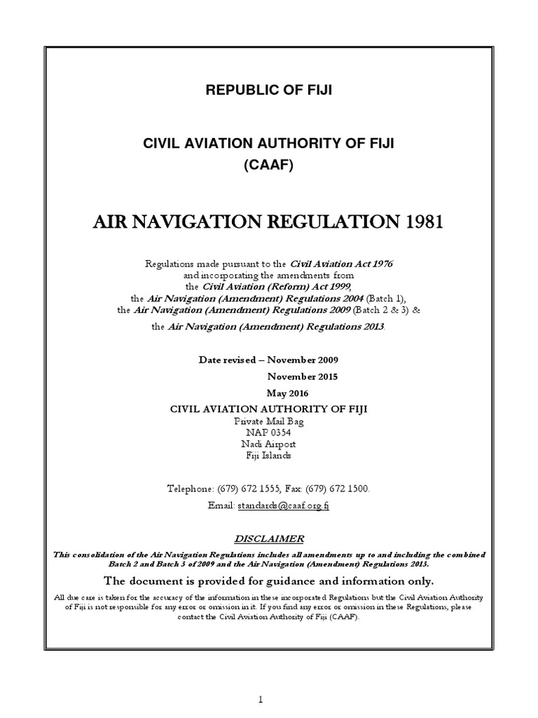 Air Navigation Regulation 1981 Updated 25.05.2016 | PDF | Visual Flight ...