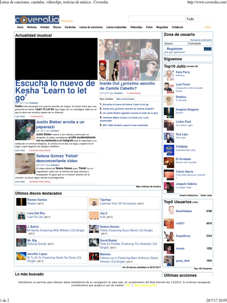 Letras de Canciones, Caratulas, Videoclips, Noticias de Música ...