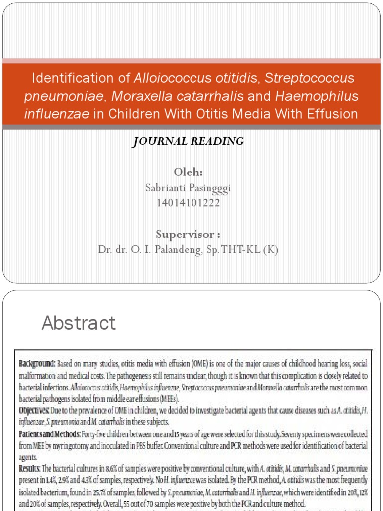 Identification of Alloiococcus Otitidis, Streptococcus | PDF ...