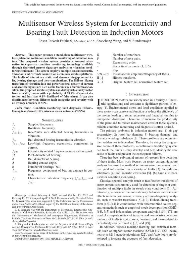 Multisensor Wireless System For Eccentricity and Bearing Fault ...