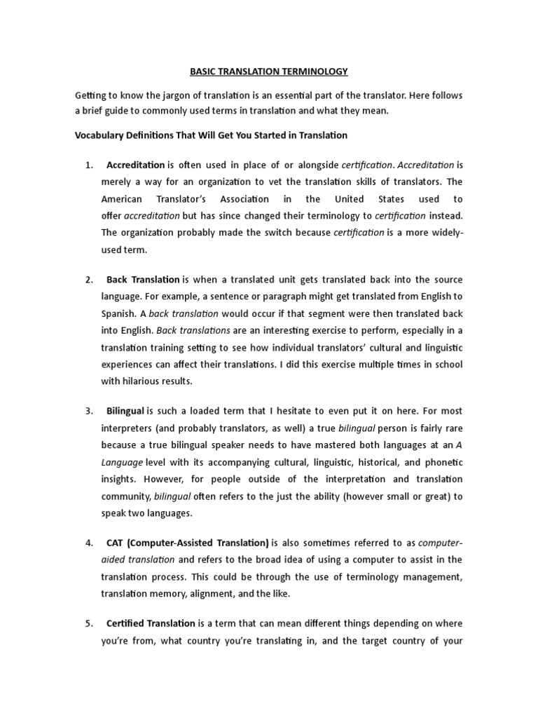 Basic Translation Terminology | PDF | Translations | Language ...