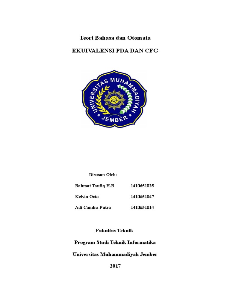 Ekuivalensi PDA Dan CFG | PDF | Metode & Bahan Ajar