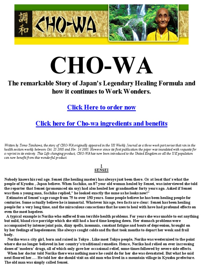 The Remarkable Story of Japan's Legendary Healing Formula CHO-WA | PDF ...