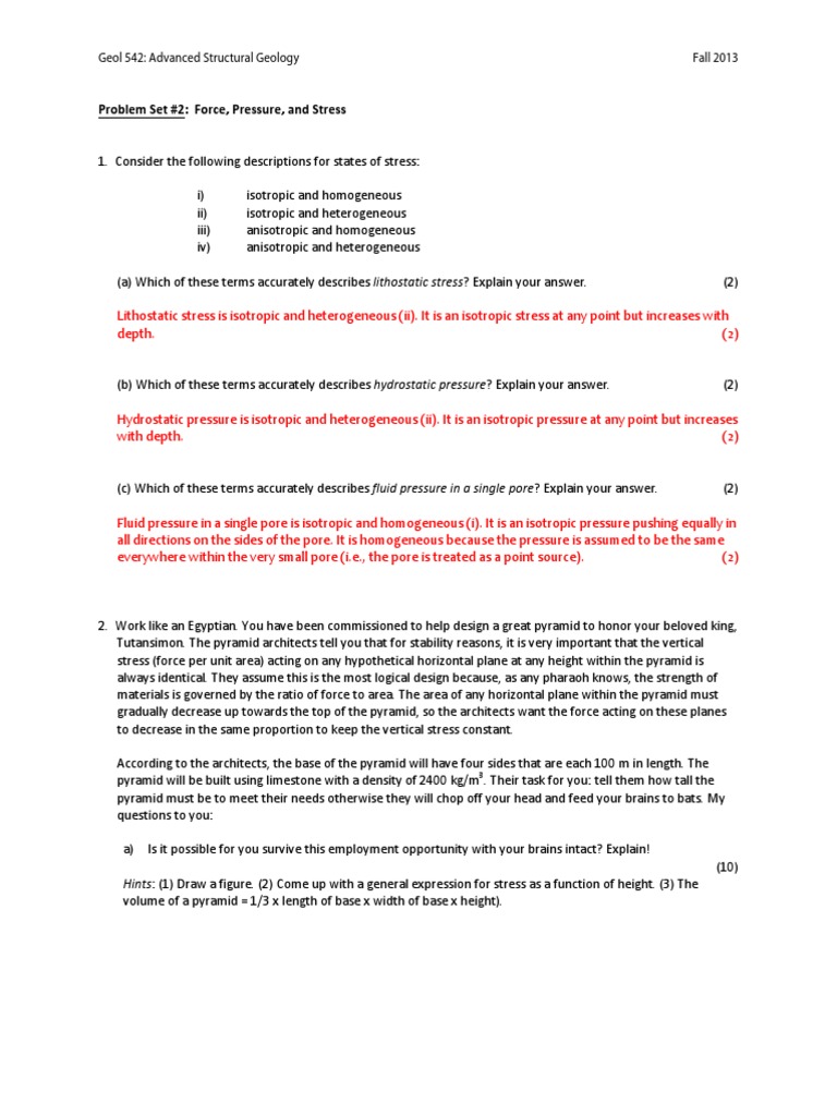 HW2 F13 Key | PDF | Stress (Mechanics) | Dam