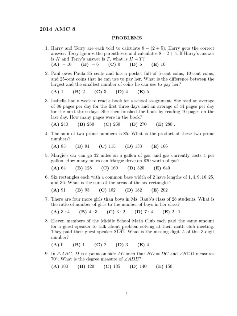 AMC8 Full | PDF | Area | Elementary Geometry