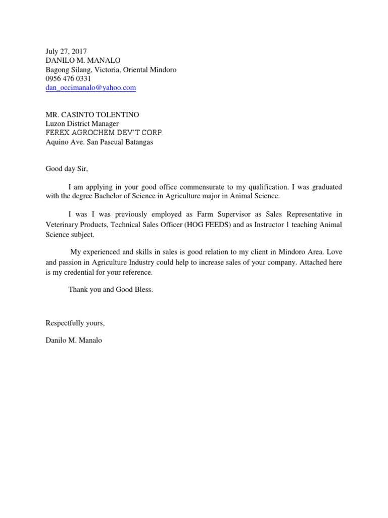 Letter of Intent and Resume Ferex | PDF | Livestock Farming | Agriculture