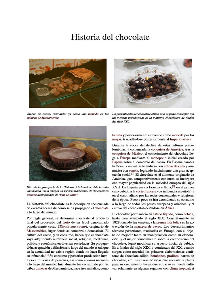 Historia Del Chocolate | PDF | Chocolate | Alimentos