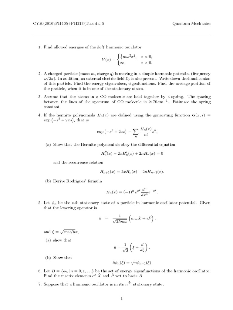 half harmonic oscillator.pdf | Physics & Mathematics | Physics