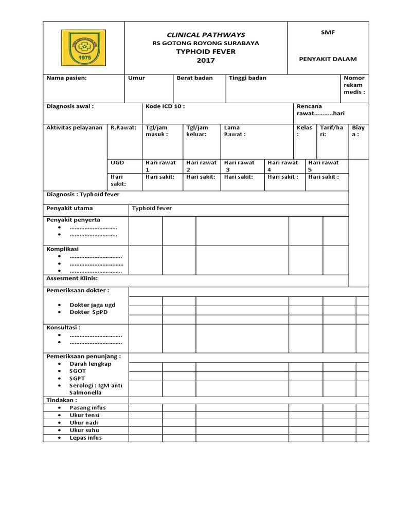 Clinical Pathways Typhoid Fever | PDF