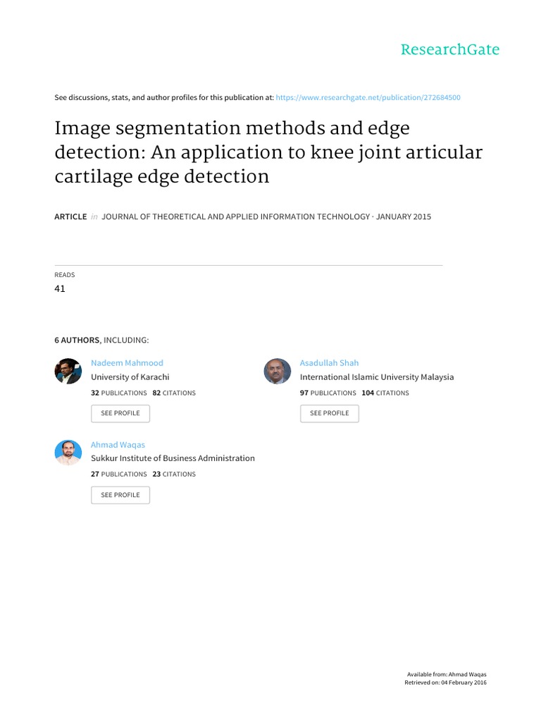 Image Segmentation Methods and Edge Dete PDF | PDF | Digital Image ...